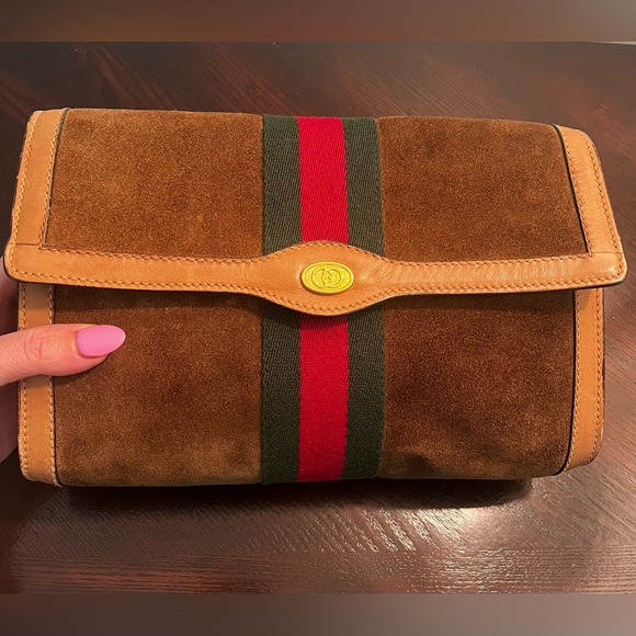 Gucci | Bags | Authentic Gucci Vintage Brown Suede Clutch | Poshmark